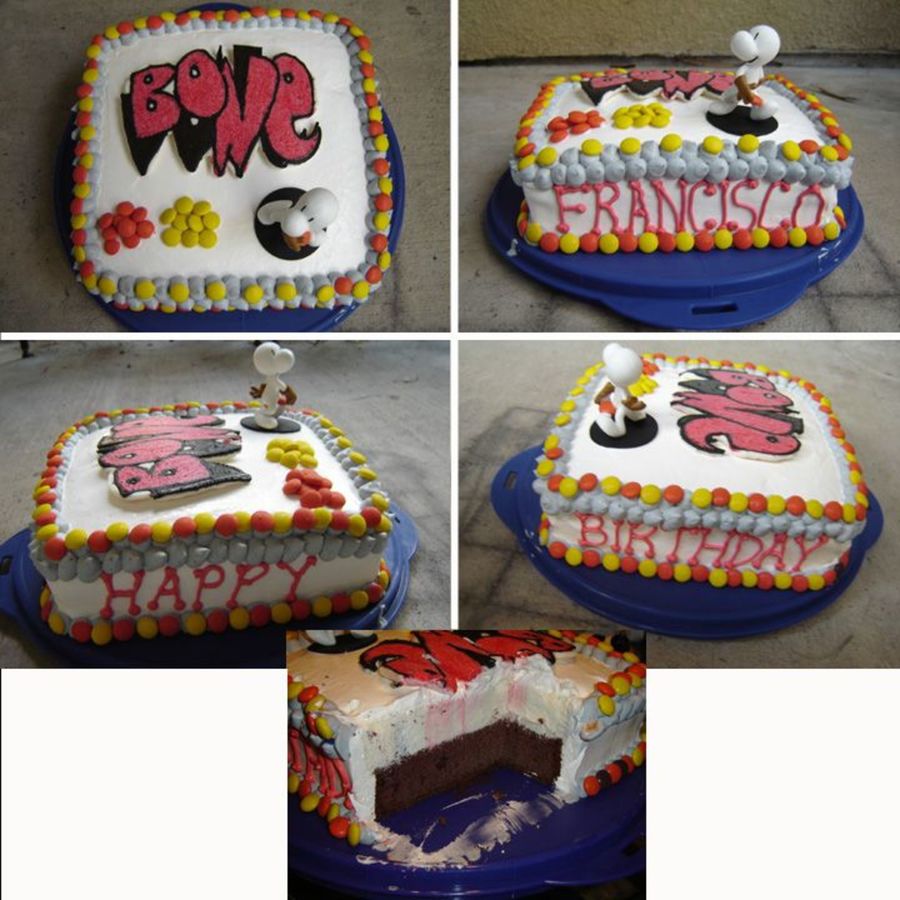 Husband's Bone Comics Ice Cream Birthday Cake - CakeCentral.com