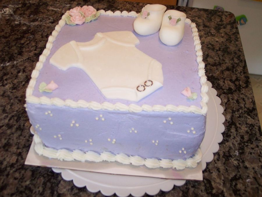 Purple Baby Shower Cake With Onesie - CakeCentral.com