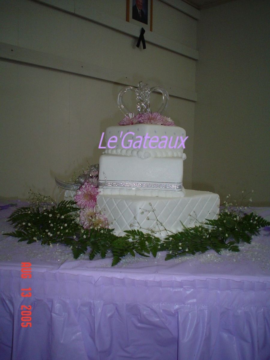 3 Tier Offset Square Wedding Cake - CakeCentral.com