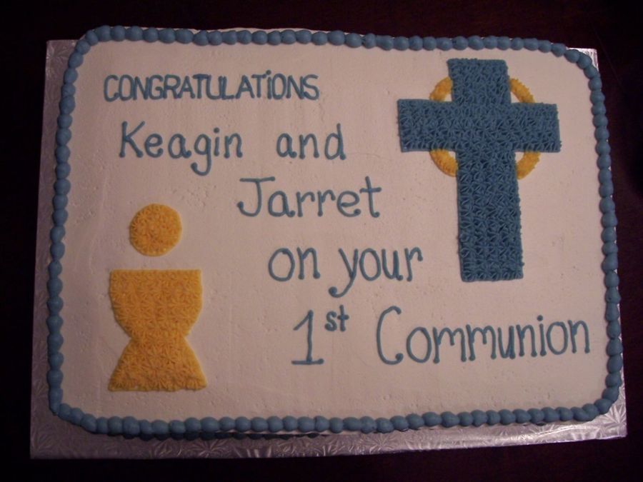 Buttercream First Communion Cake - CakeCentral.com
