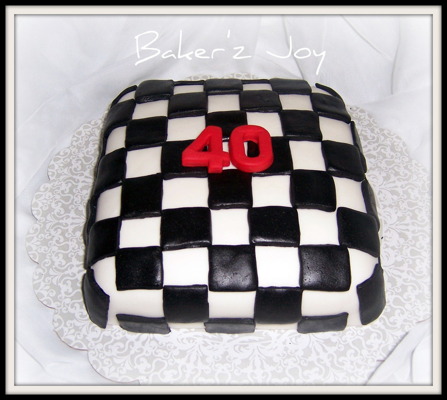 Checkered 40Th Bday Cake - CakeCentral.com