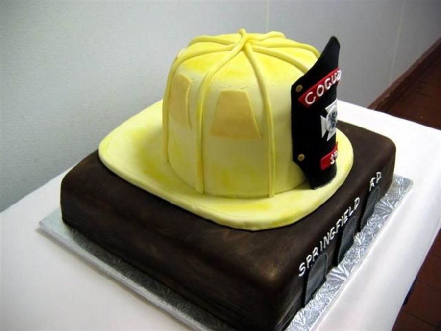 3D Fireman's Helmet Groom's Cake (Side View) - CakeCentral.com