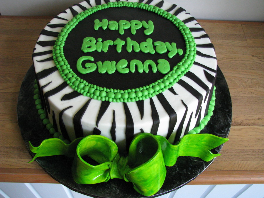 Zebra, Lime Green Birthday - CakeCentral.com