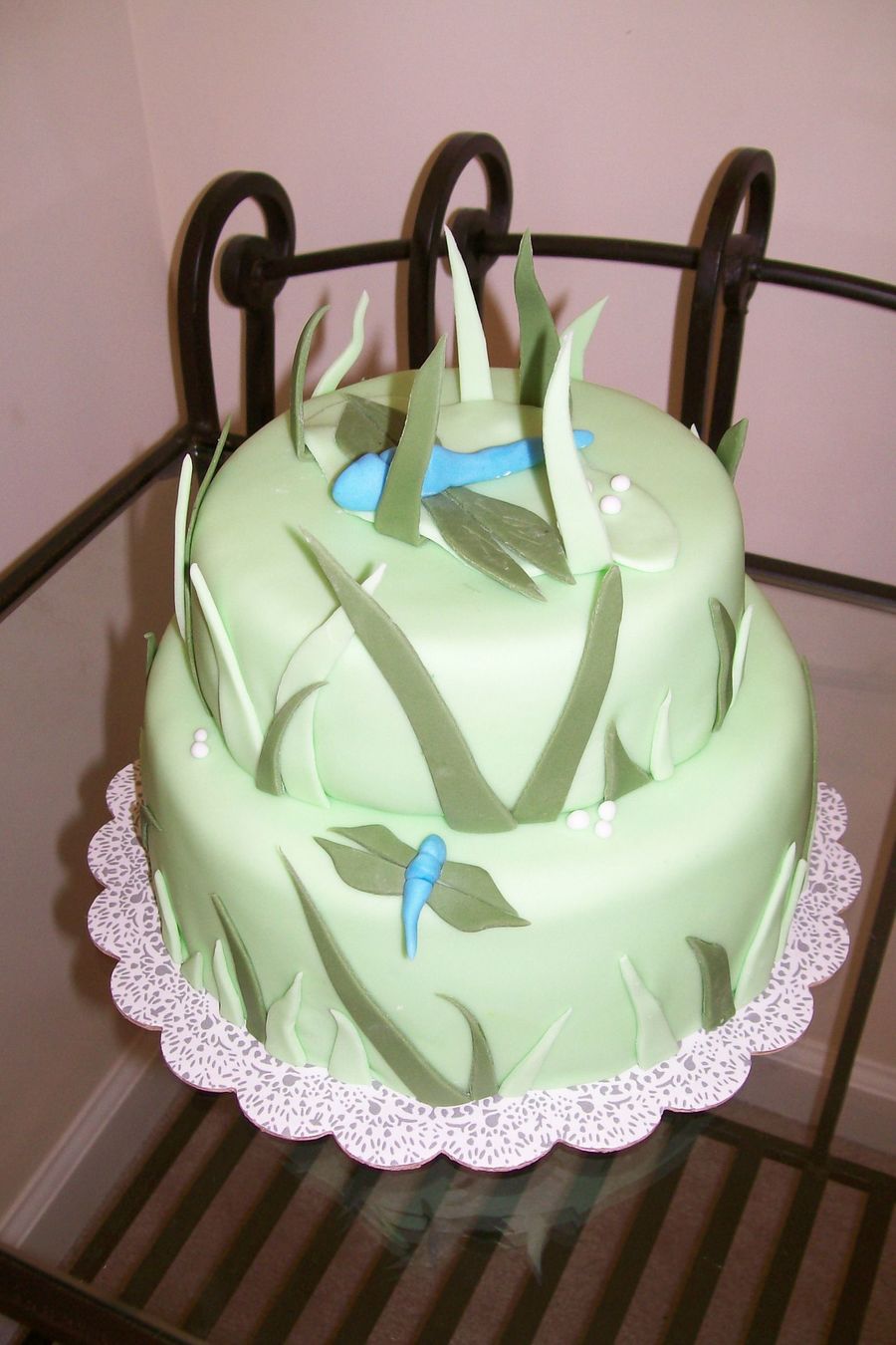 Dragonfly Tiered Cake - CakeCentral.com