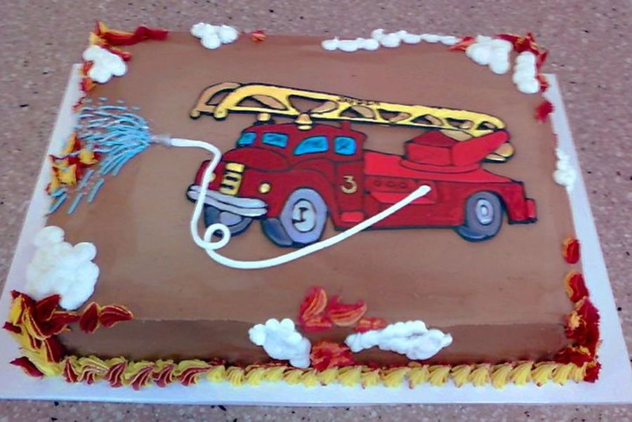 Firetruck Sheet Cake - CakeCentral.com