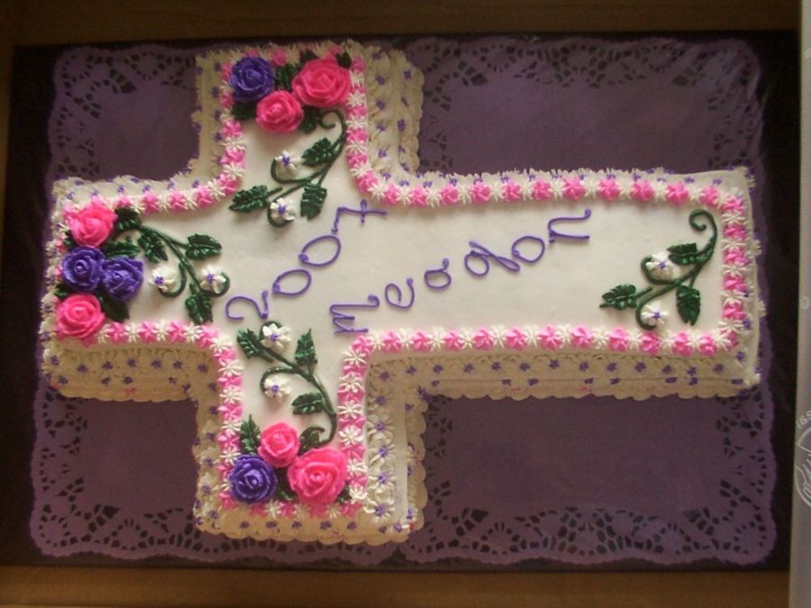 Purple And Pink Cross Cake Full View - CakeCentral.com