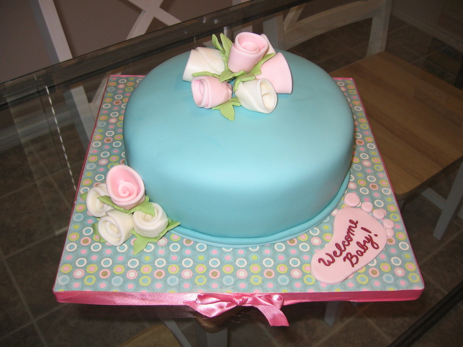 Rosebud Baby Shower Cake - CakeCentral.com