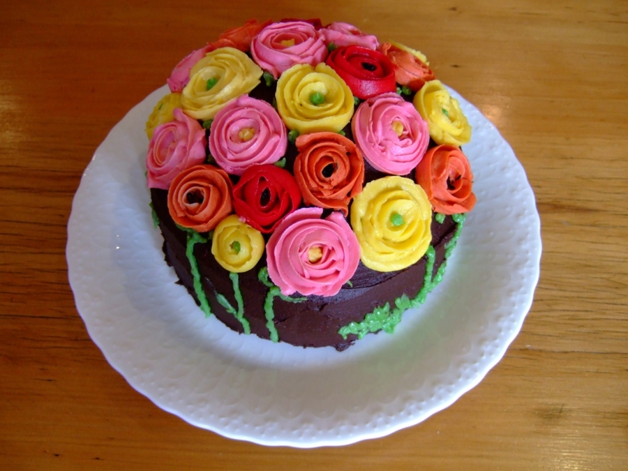 Buttercream Ranunculus Cake - CakeCentral.com