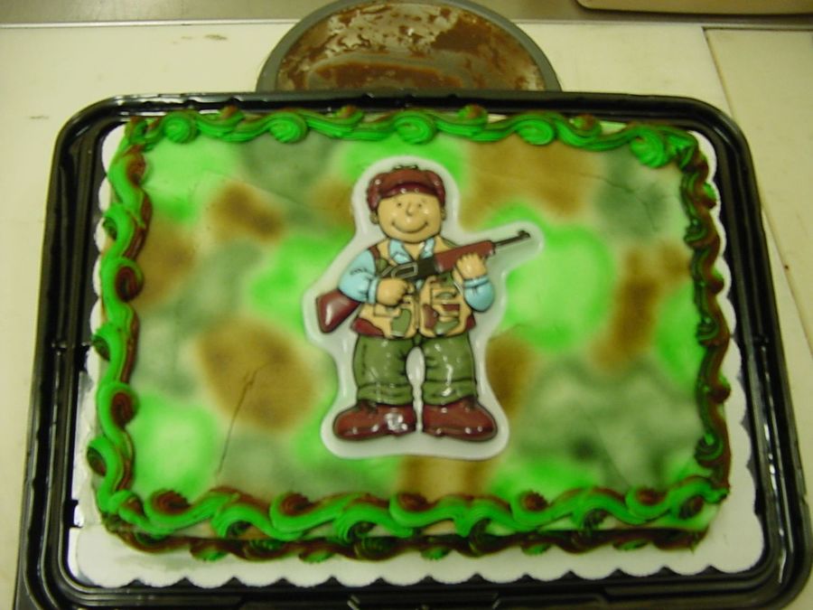 Camo Birthday Cake All Buttercream And Airbrush - CakeCentral.com