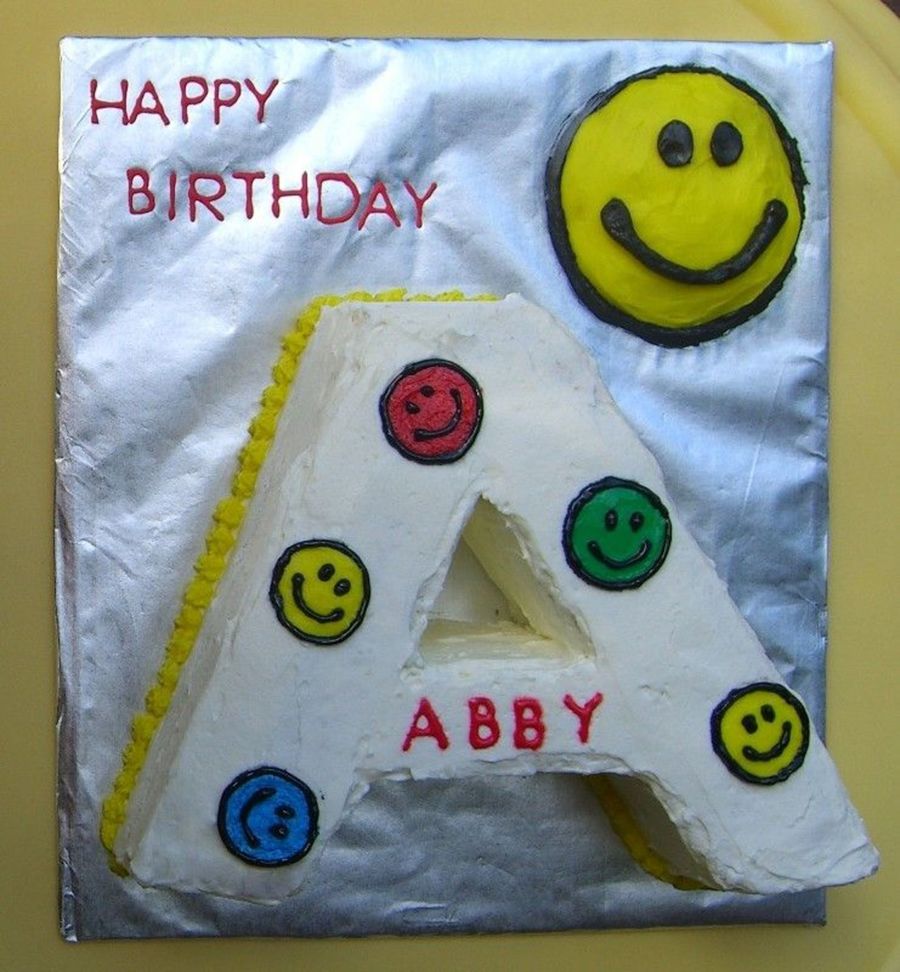 Letter A With Smiley Faces - CakeCentral.com
