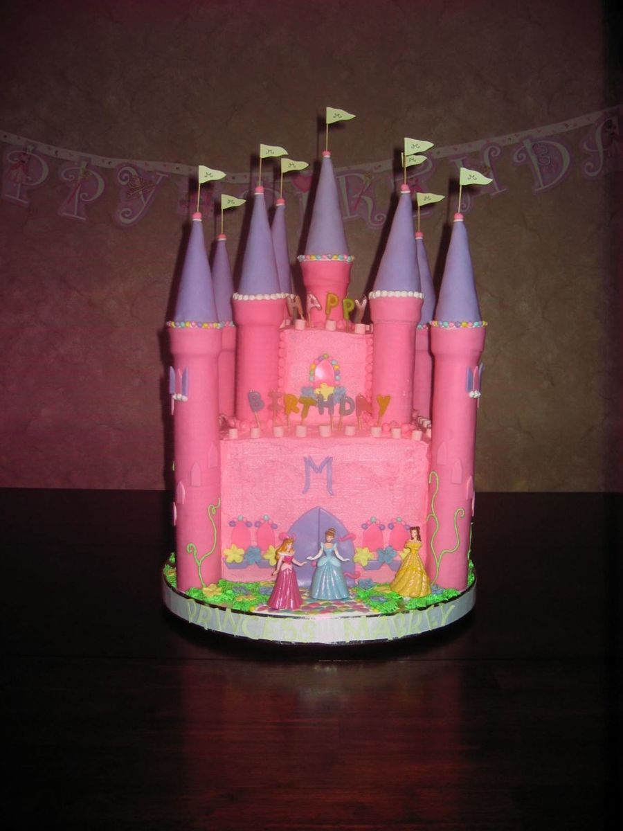 Pink & Purple Princess Castle Cake - CakeCentral.com