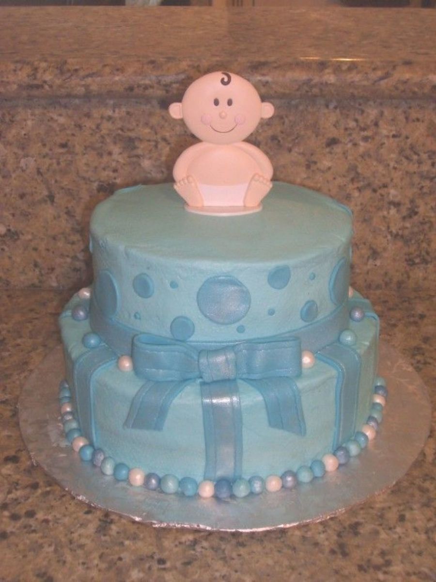 Blue Baby Shower Cake - CakeCentral.com