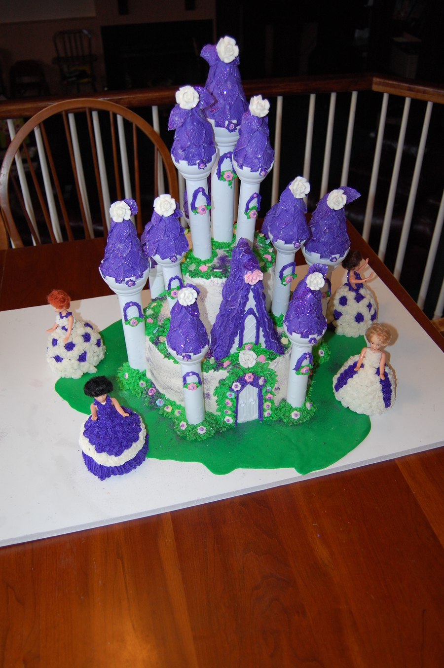 Purple Castle With Leaf Toppers - CakeCentral.com