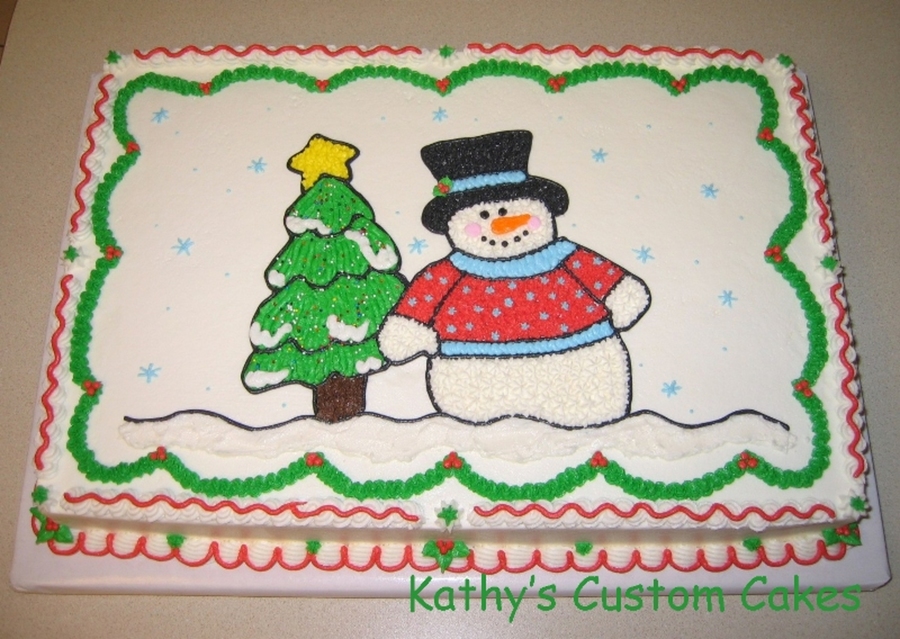 Snowman Sheetcake - CakeCentral.com