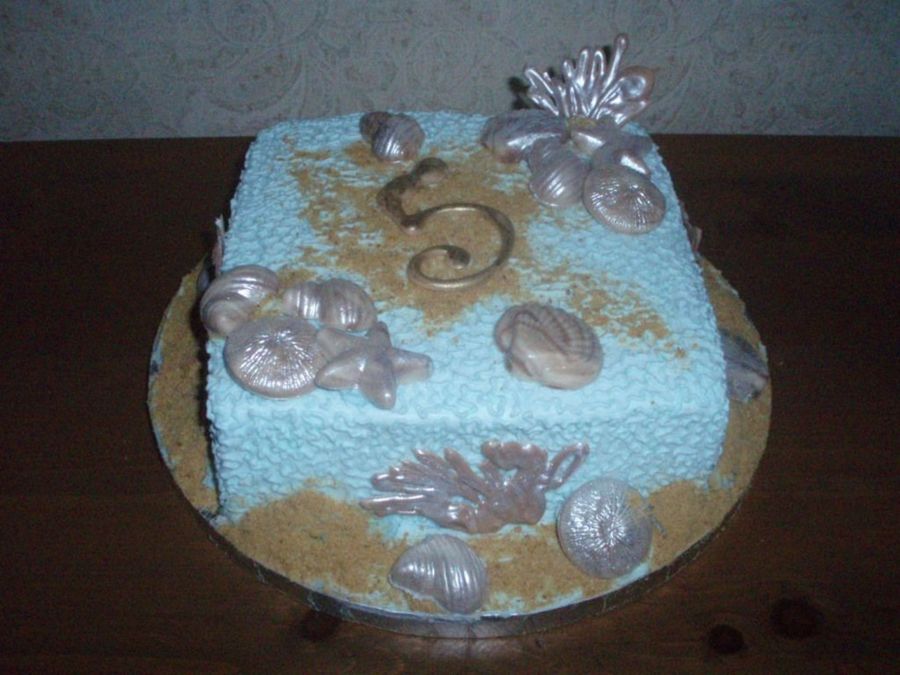 5 Year Work Anniversary Beach Cake - CakeCentral.com