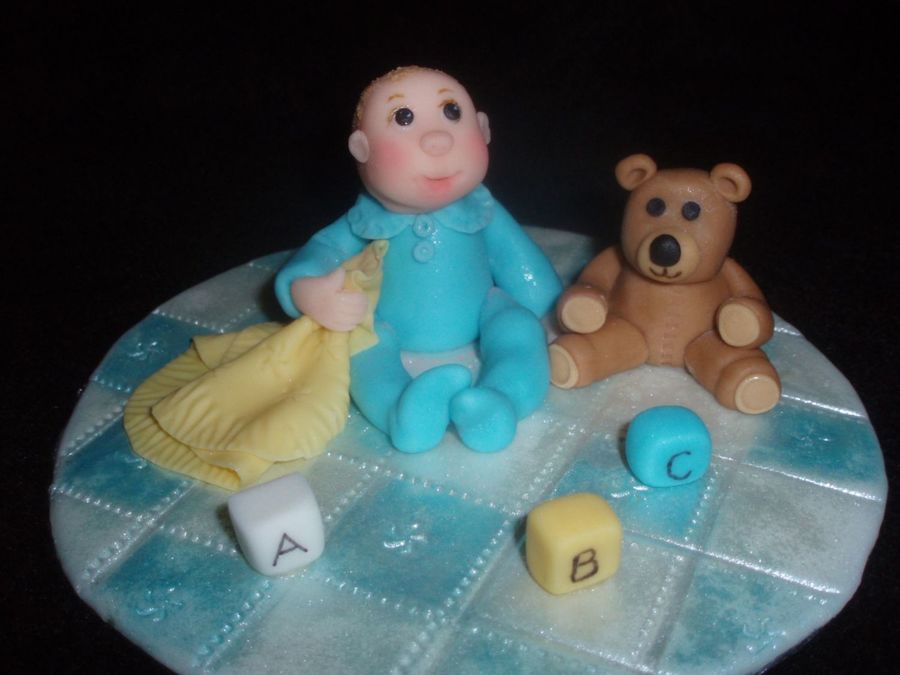 Baby Boy Shower Cake With Spots And Stripes - CakeCentral.com