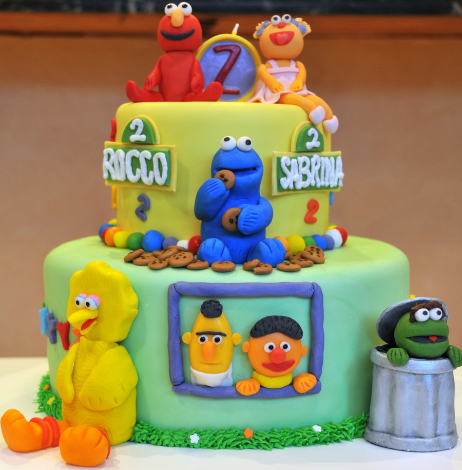 Sesame Street Cake For Rocco And Sabrina - CakeCentral.com