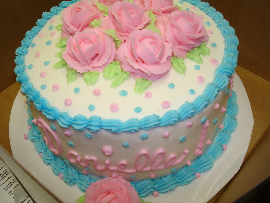 Pink And Blue Birthday Cake - CakeCentral.com