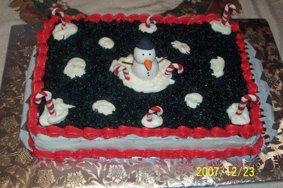 Snowman With Candy Canes - CakeCentral.com