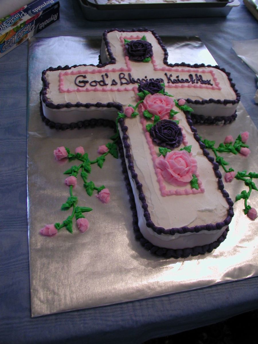 Confirmation Cross - Pink & Purple - CakeCentral.com