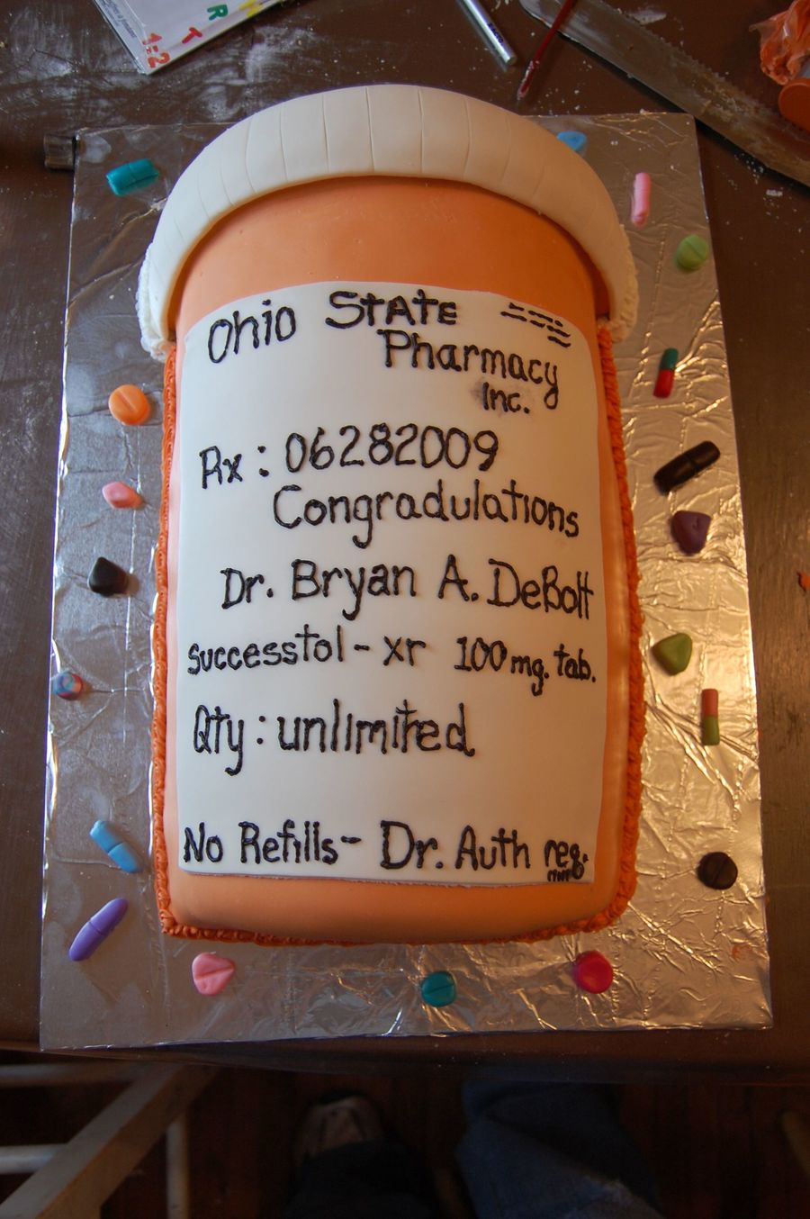 Pill Bottle Graduation Cake - CakeCentral.com