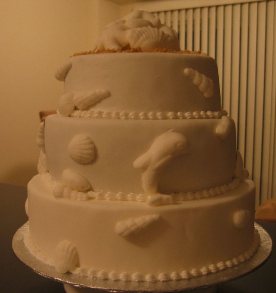 Sea Shell Themed Wedding Cake - CakeCentral.com