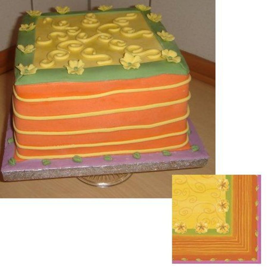 Orange - Yellow Cake With Flowers - CakeCentral.com