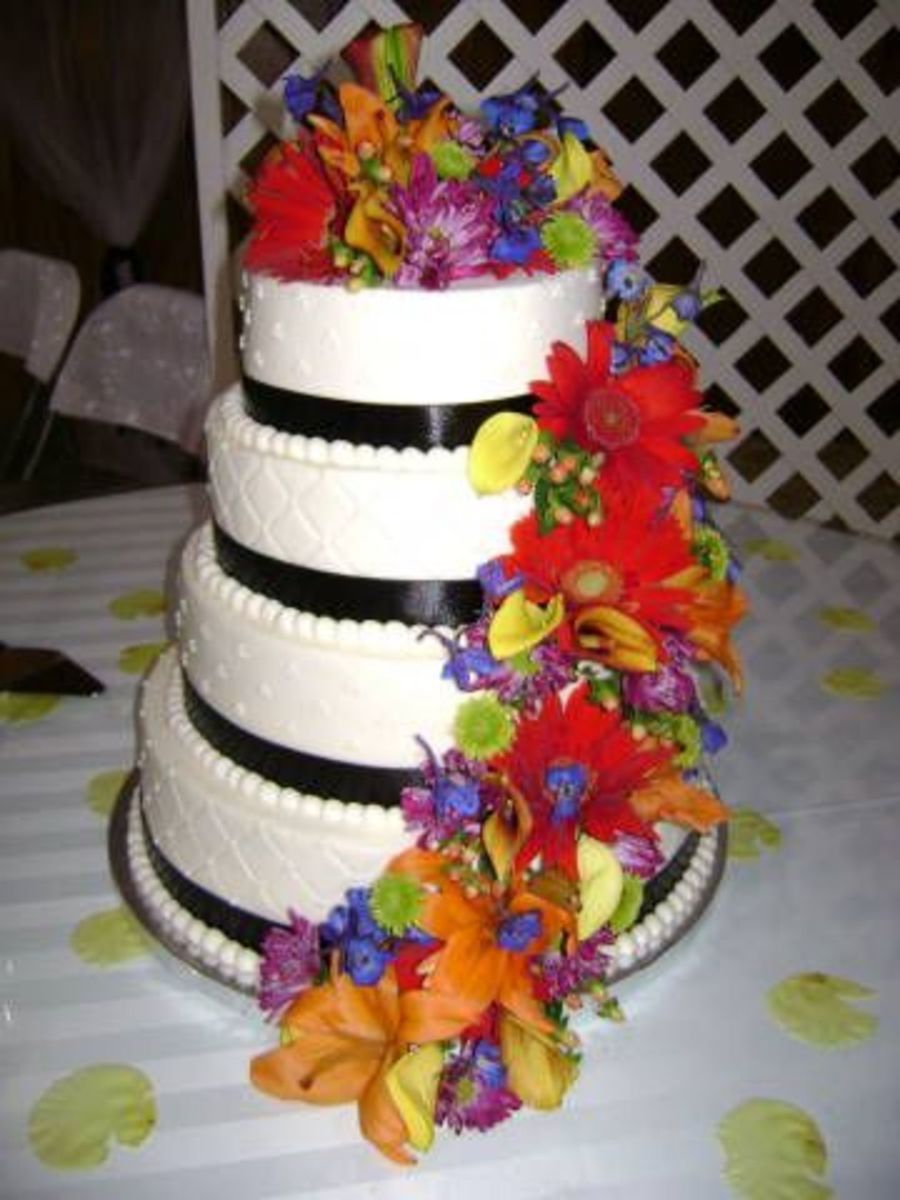 Black Ribbon Wedding Cake - CakeCentral.com