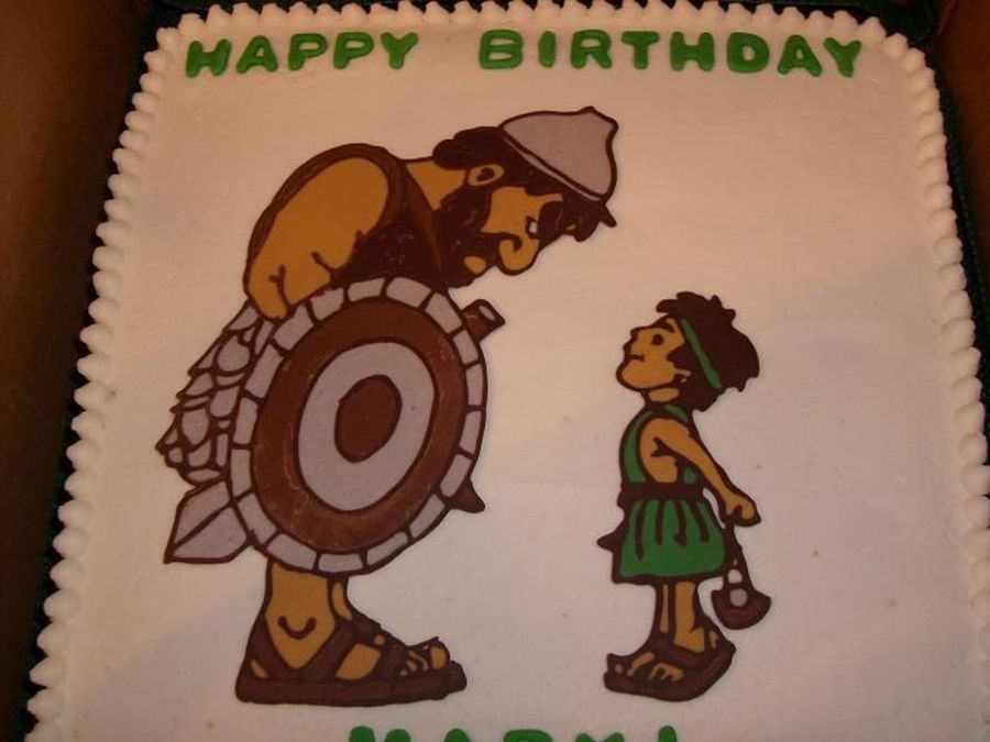 David And Goliath B-Day Cake - CakeCentral.com