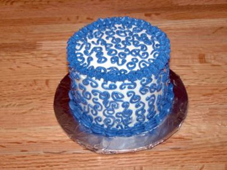 Blue Scrolls Birthday Cake - CakeCentral.com