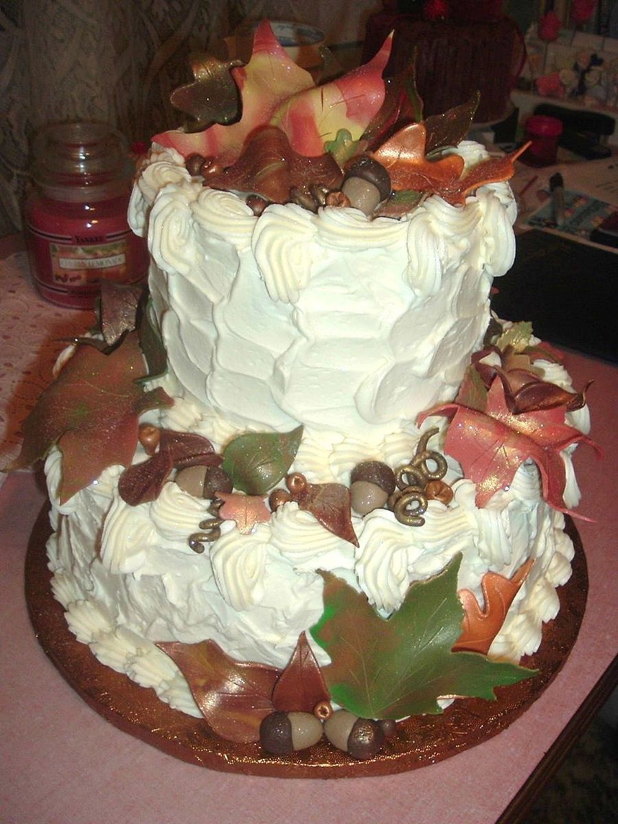 Rustic Fall Leaves Cake - CakeCentral.com