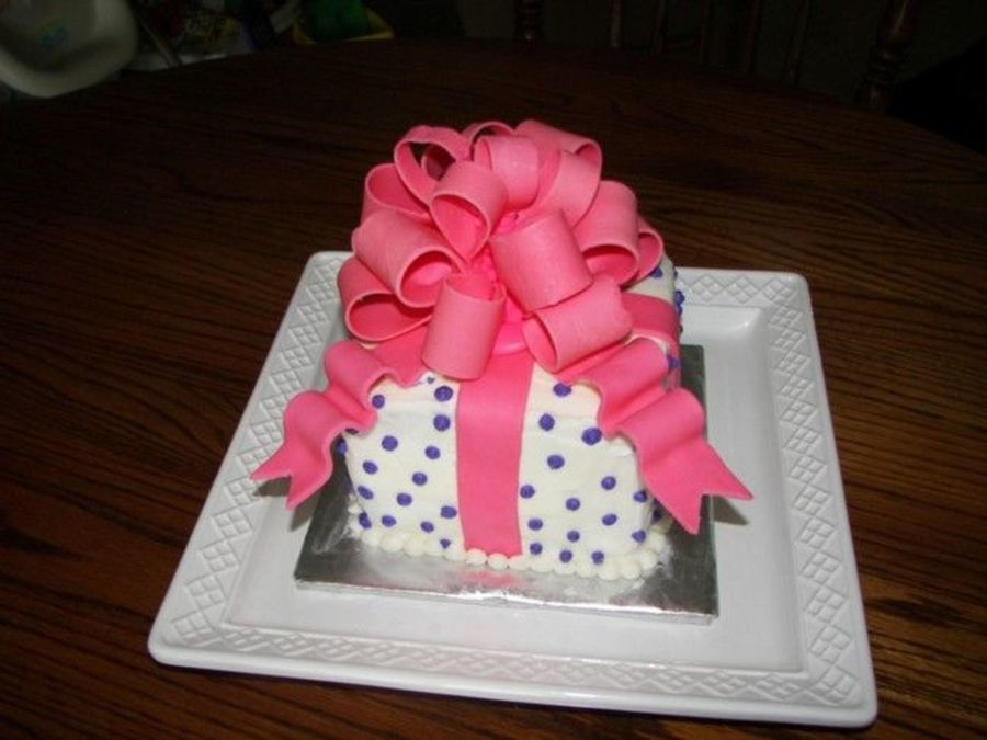 Polka Dot Package Cake - CakeCentral.com