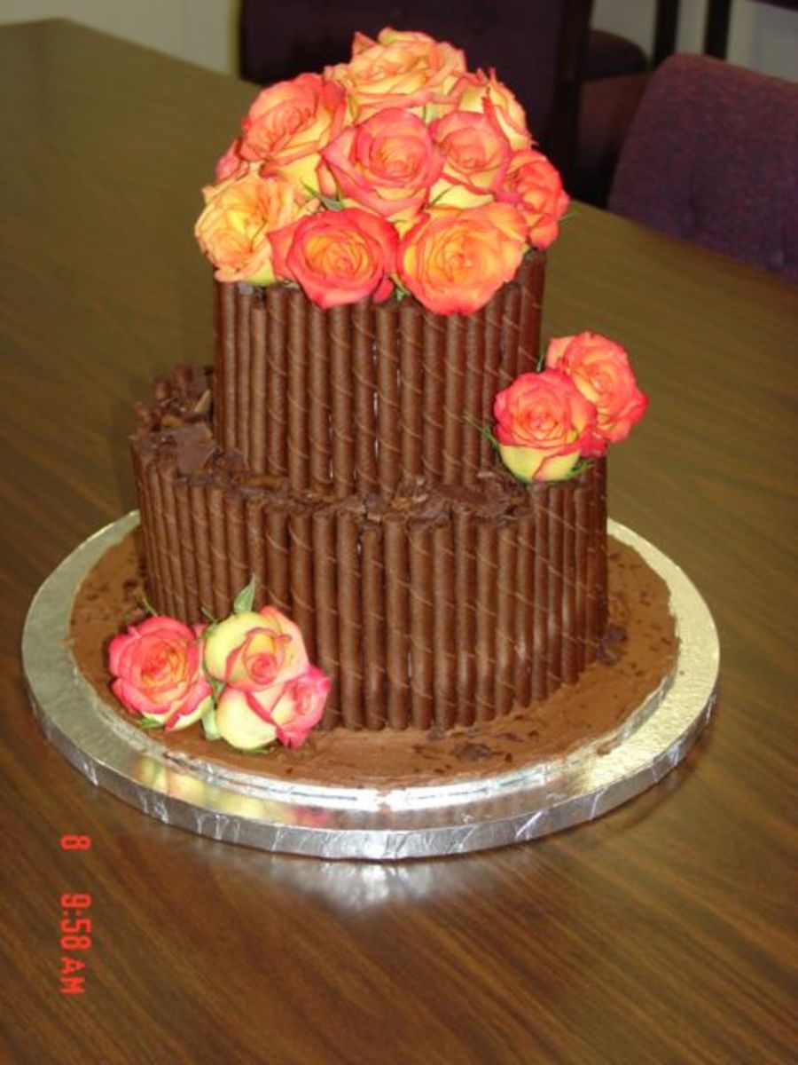 Chocolate Pirouettes And Roses - CakeCentral.com