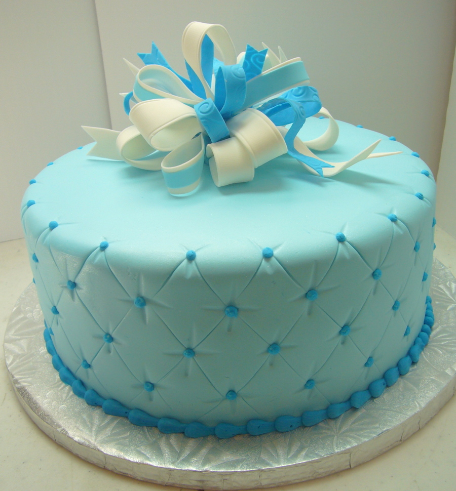 Blue Baby Shower Cake - CakeCentral.com