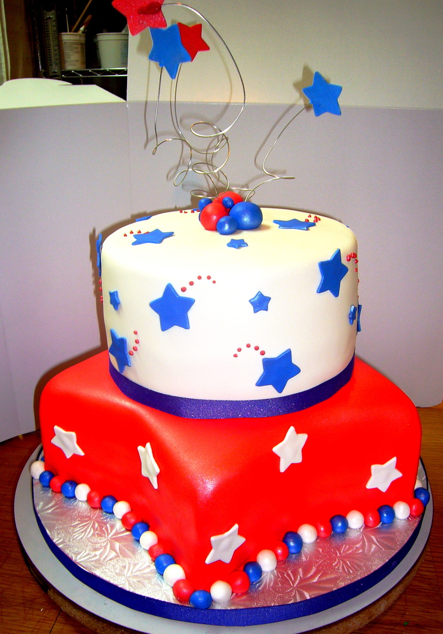 4Th Of July "little Sparkler" Birthday Cake - CakeCentral.com
