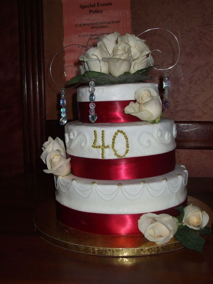 40Th Ruby Anniversary Cake - CakeCentral.com