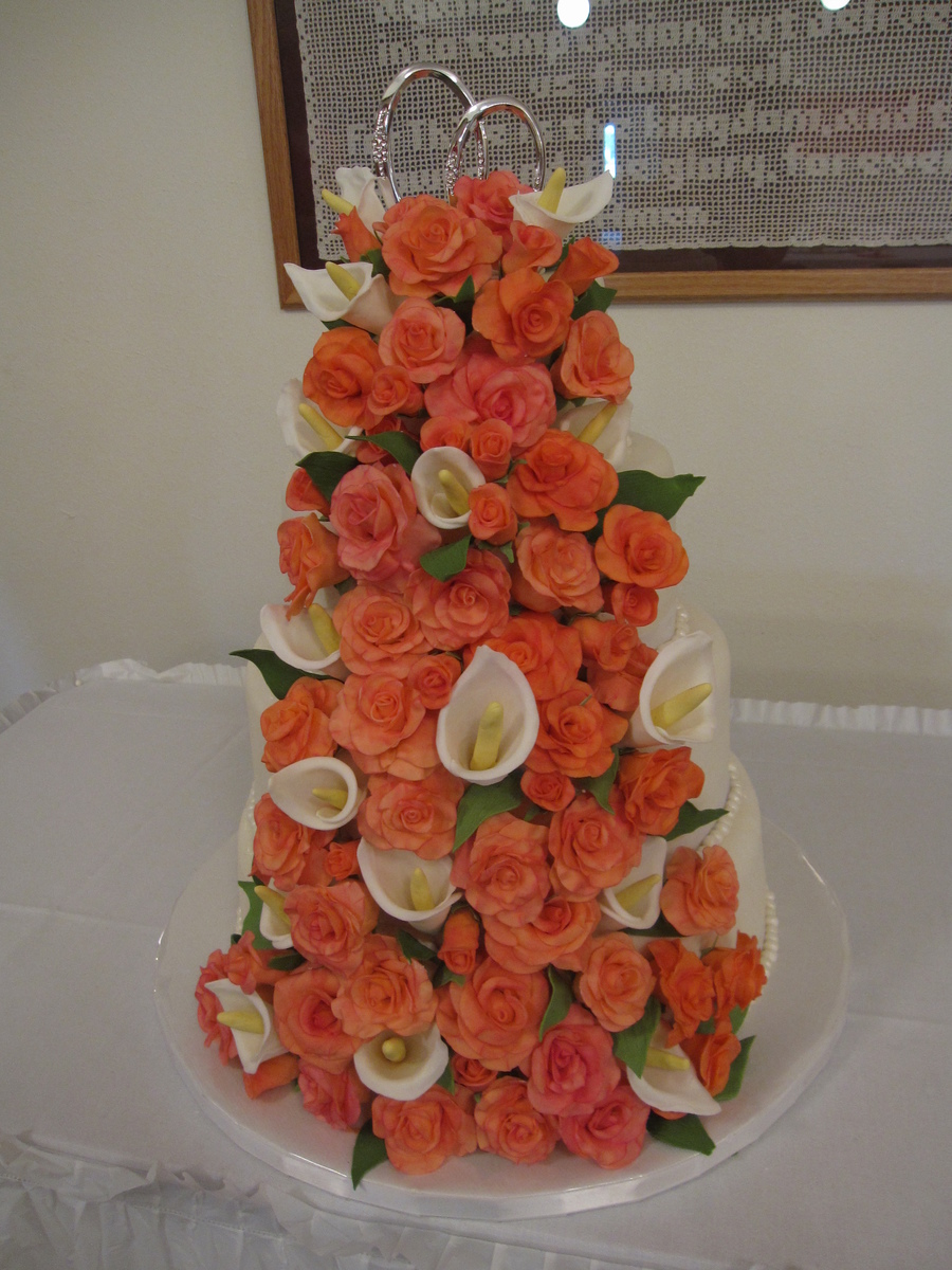 Rose & Calla Lily Cascade - CakeCentral.com