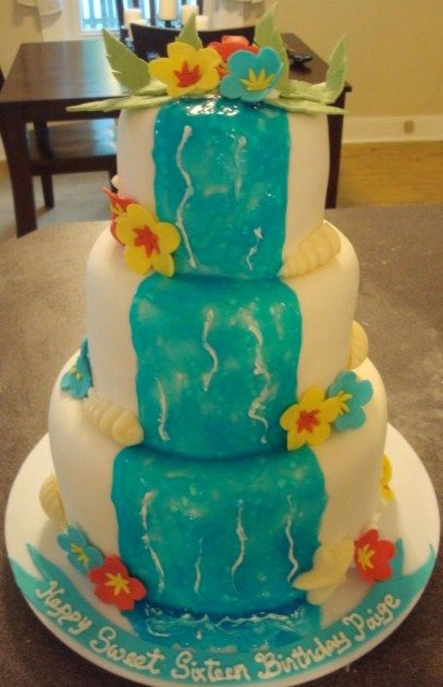 Sweet 16 Waterfall Cake! - CakeCentral.com