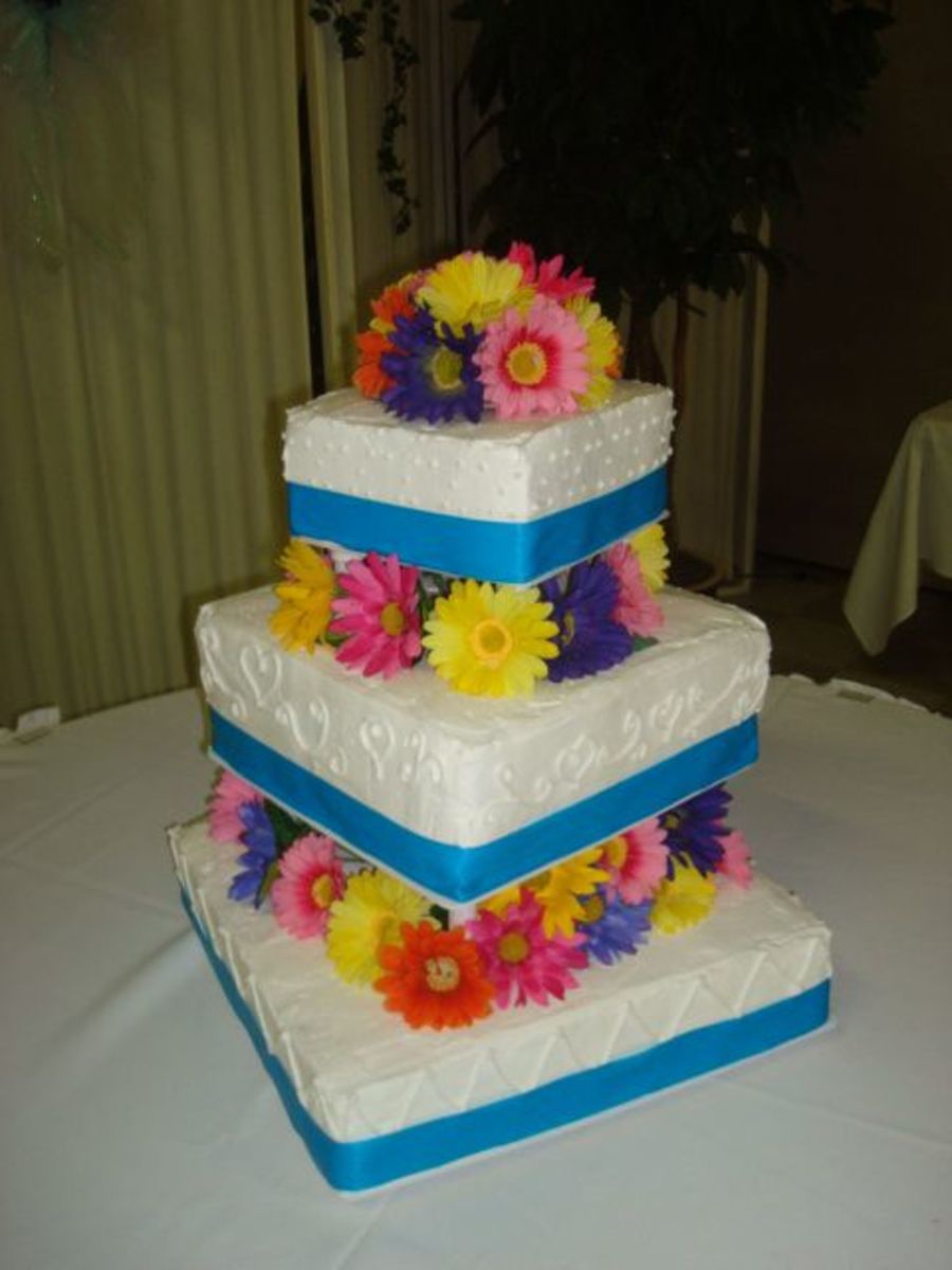 Gerbera Daisy Wedding Cake - CakeCentral.com