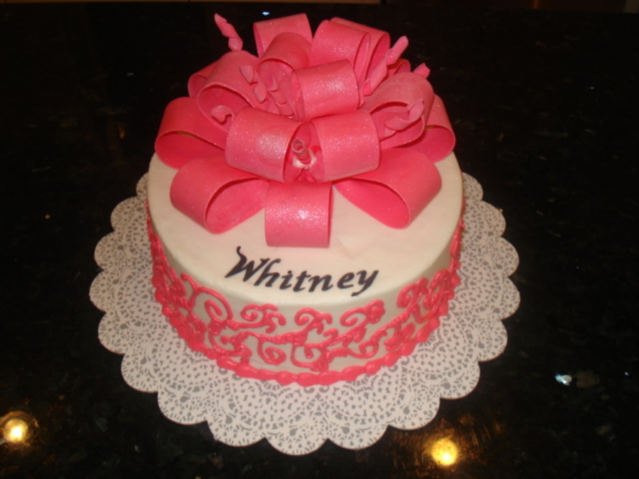 Hot Pink B'day Cake - CakeCentral.com