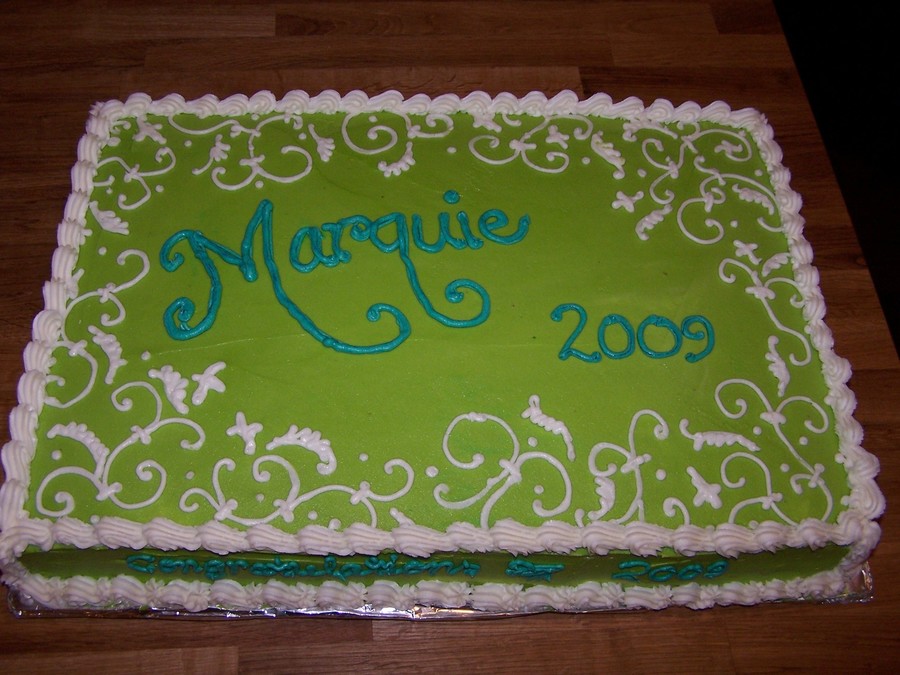 Green Graduation Cake - Girly - CakeCentral.com