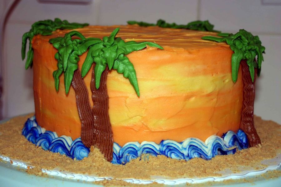 Sunset And Palm Trees - CakeCentral.com