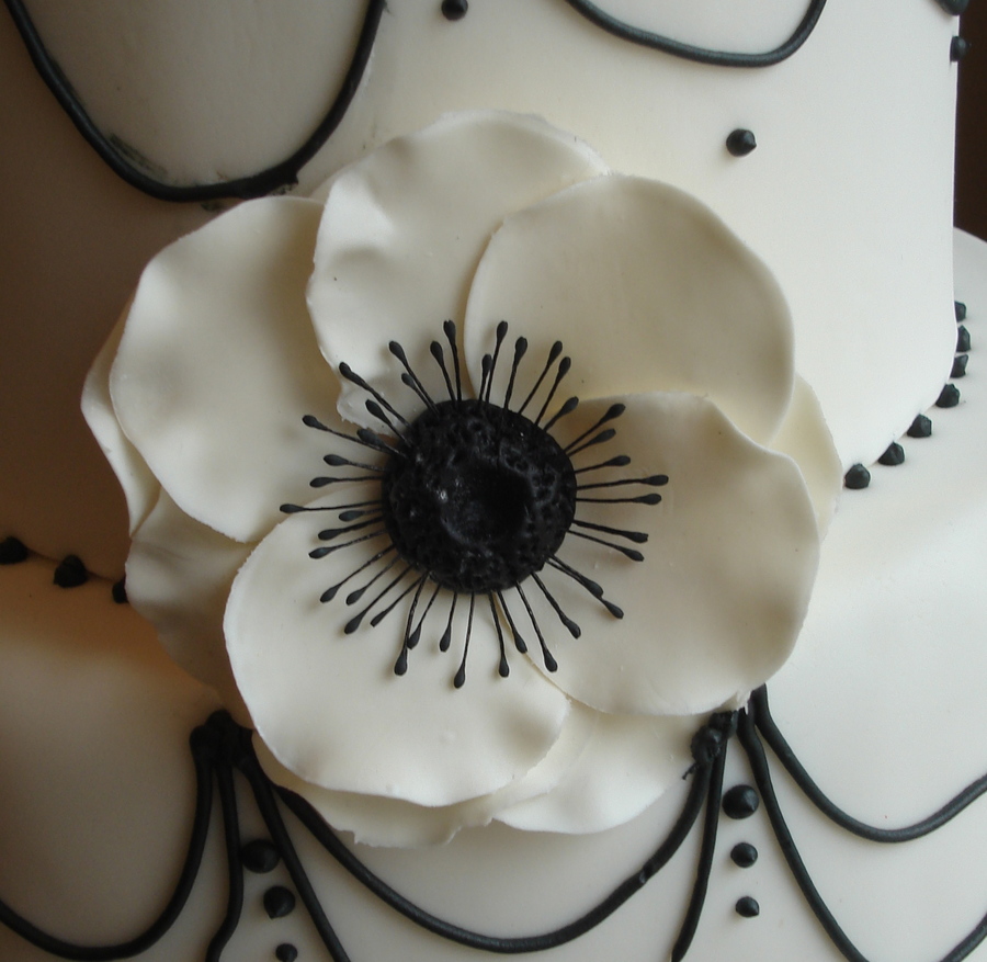 Black And White Anemone Cake - CakeCentral.com
