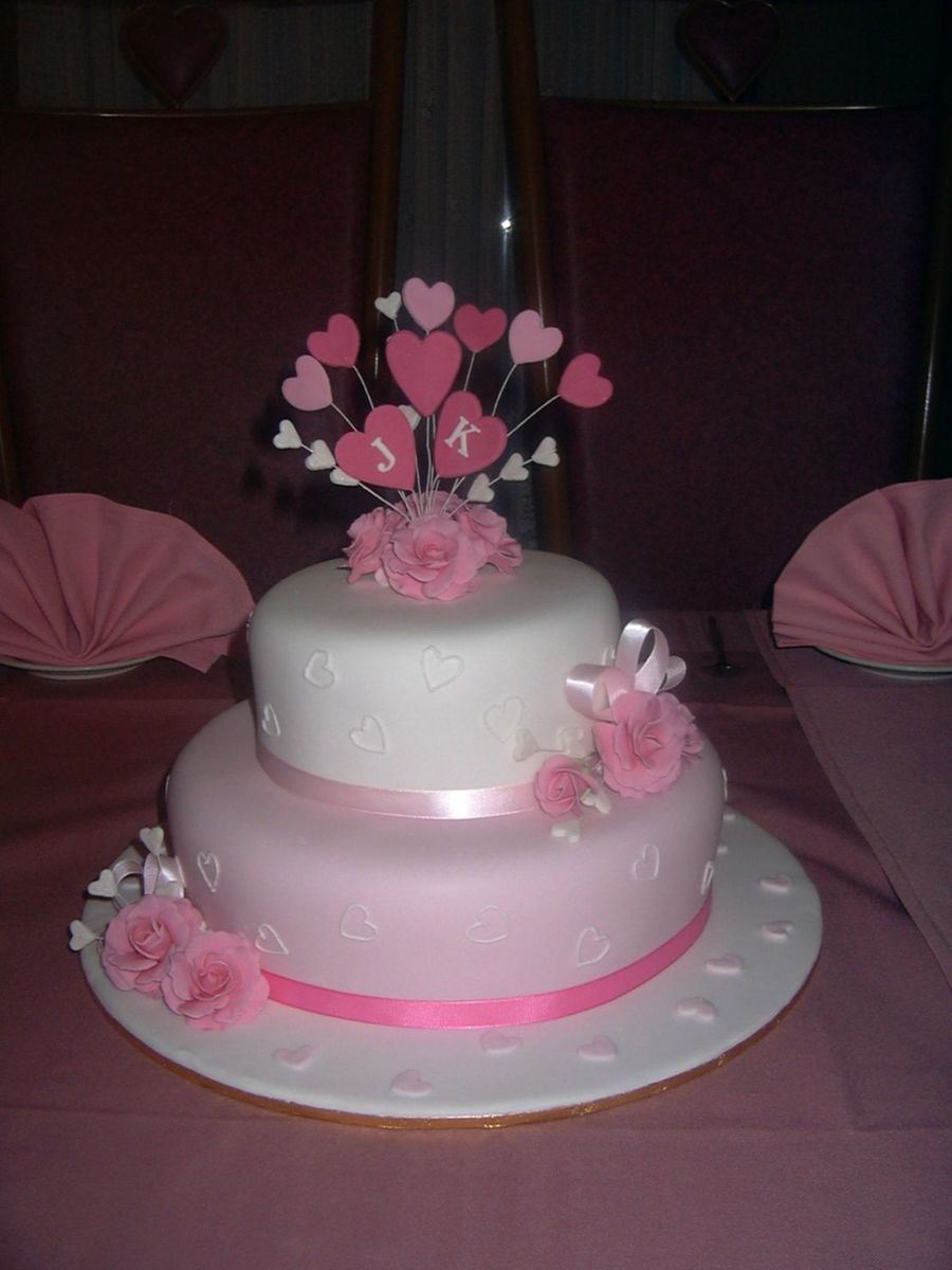 Pink Engagement Cake - CakeCentral.com