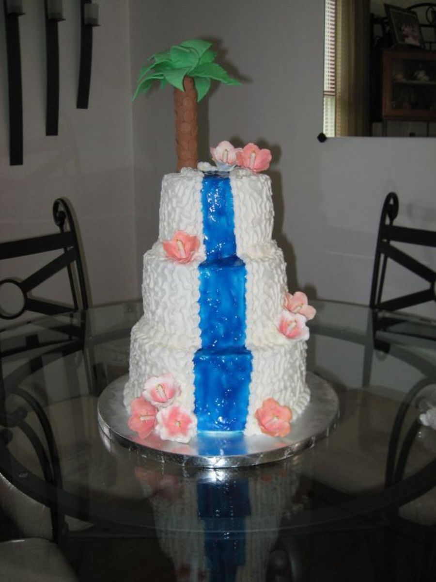 Waterfall Cake W/ Palm Tree - CakeCentral.com
