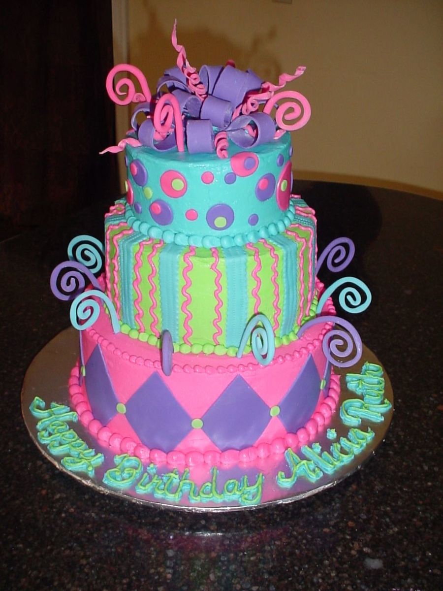 Wacky Neon Cake - CakeCentral.com