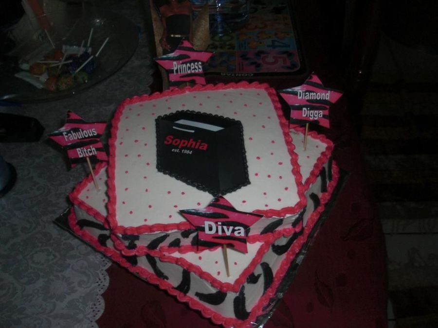 Diva Animal Print Birthday Cake - CakeCentral.com