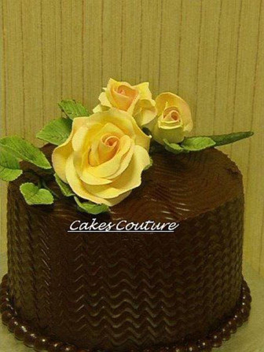 Sarah Bernhardt Chocolate Glazed Sample Cake With Gumpaste Roses ...