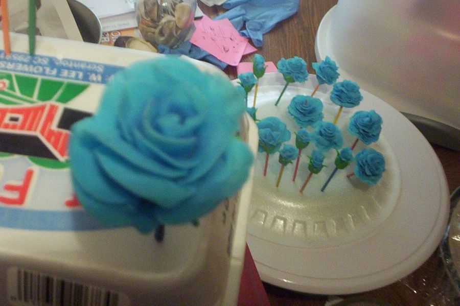 Blue Fondant Roses - CakeCentral.com