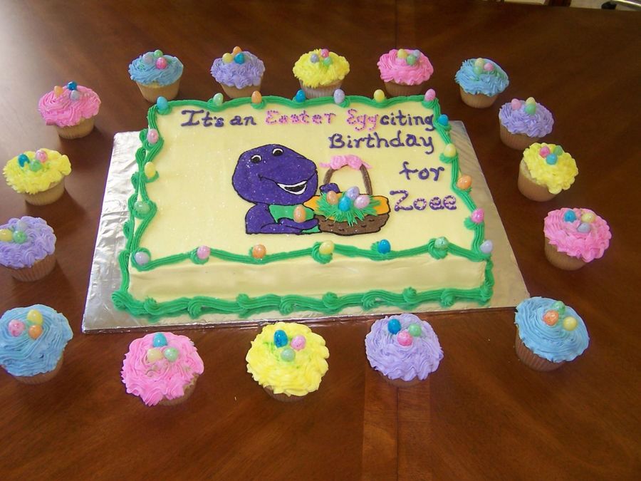 Easter Egg-Citing Barney Birthday - CakeCentral.com